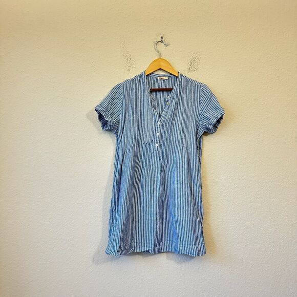 Faherty | Dresses | Faherty Gemina Mini Dress Blue Striped Shift ...